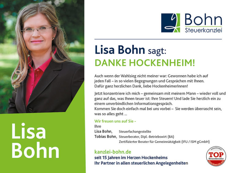 Lisa Bohn stellte sich der Oberbürgermeisterwahl 2019 in Hockenheim ...